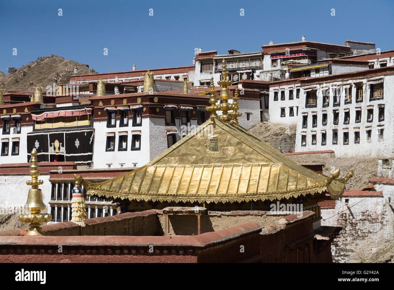 View of famous Gandan Monastery, Tibet, China Stock Photo - Alamy