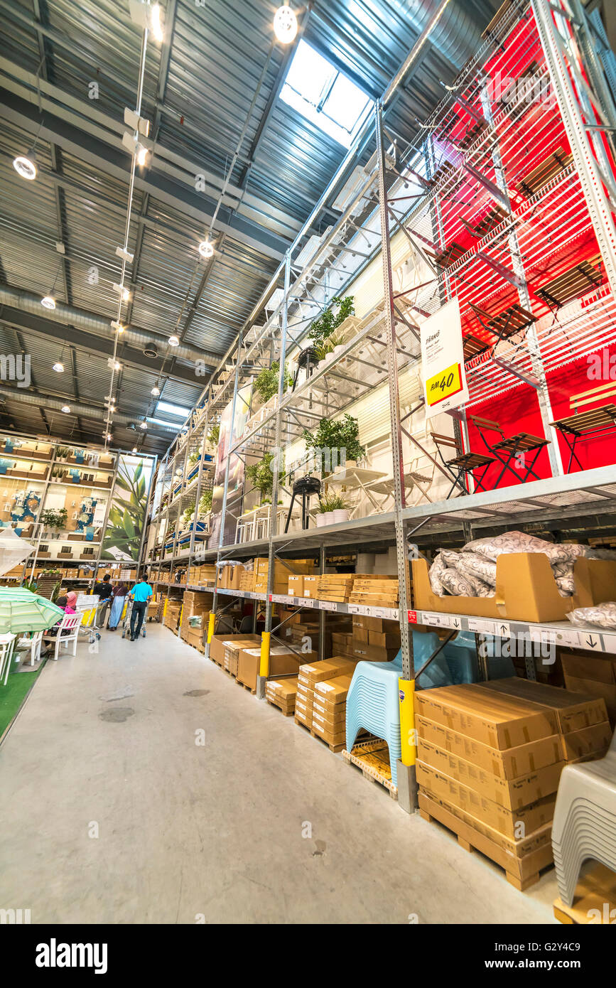 KUALA LUMPUR, MALAYSIA - MAY 22, 2016: Warehouse storage in an IKEA ...