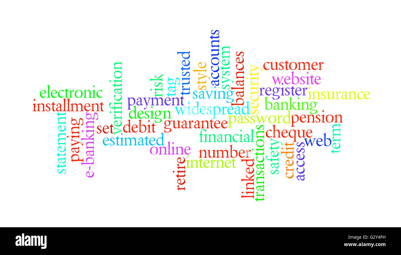 Word cloud online banking Cut Out Stock Images & Pictures - Alamy