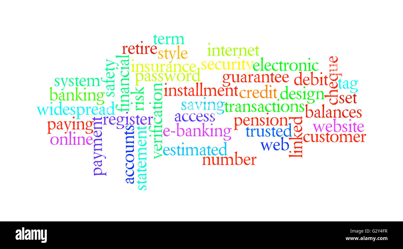 Word cloud online banking Cut Out Stock Images & Pictures - Alamy