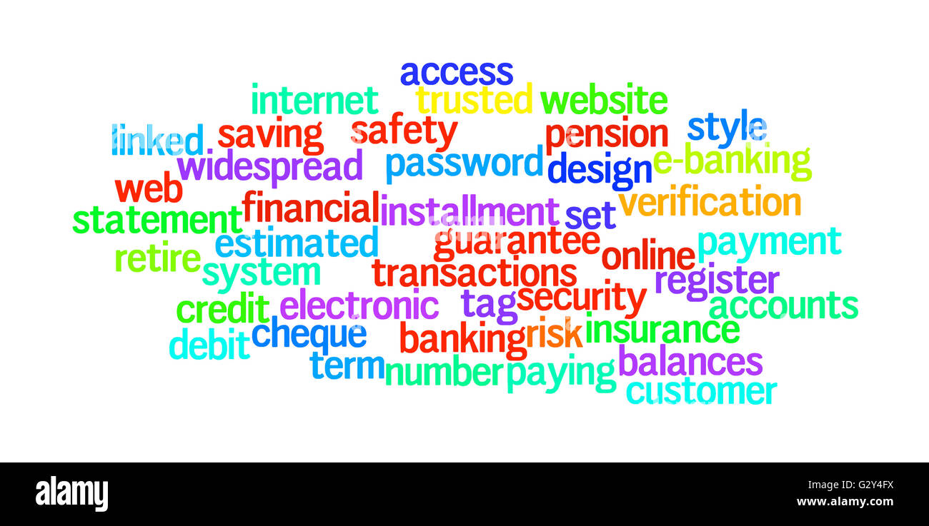 Word cloud online banking Cut Out Stock Images & Pictures - Alamy