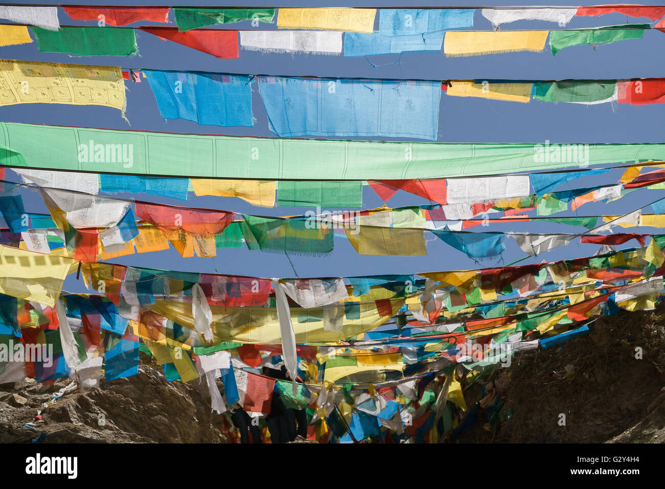 Prayer flags outside Gandan Monastery, Tibet, China Stock Photo - Alamy
