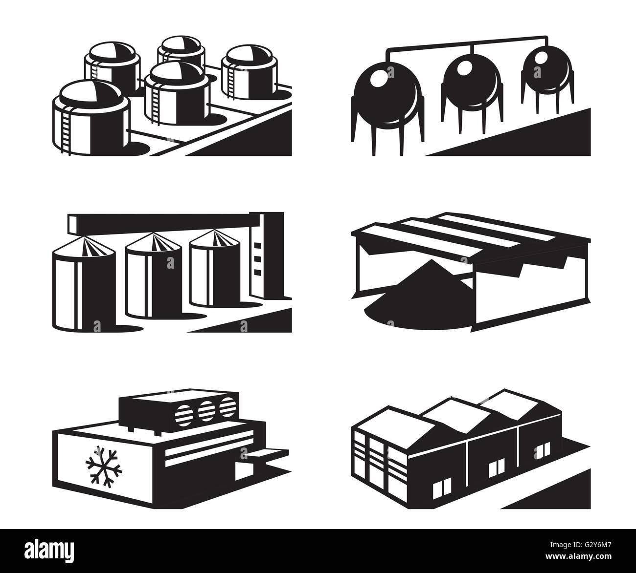 Commercial and industrial warehouses - vector illustration Stock Vector ...