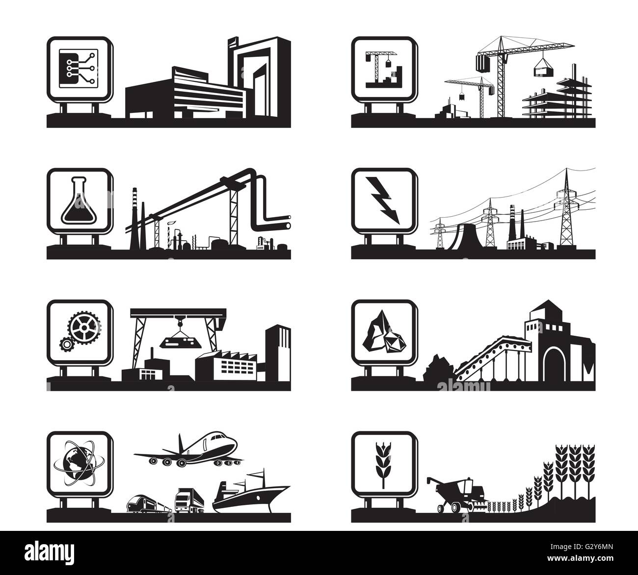 Different industries with logos - vector illustration Stock Vector ...