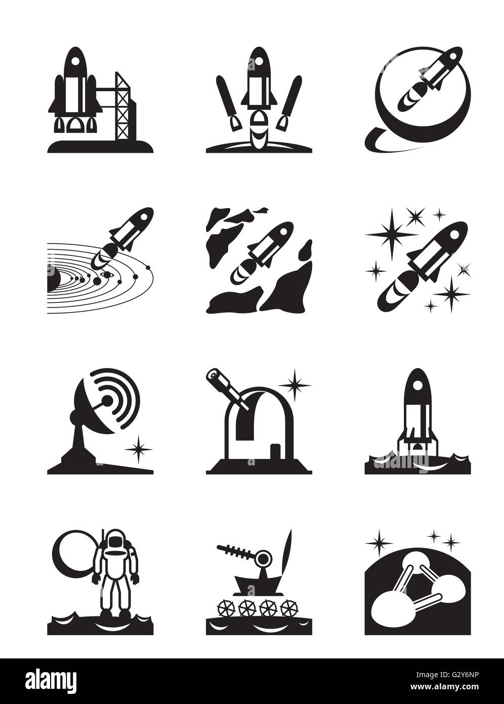 Aerospace mission set of icons - vector illustration Stock Vector Image ...