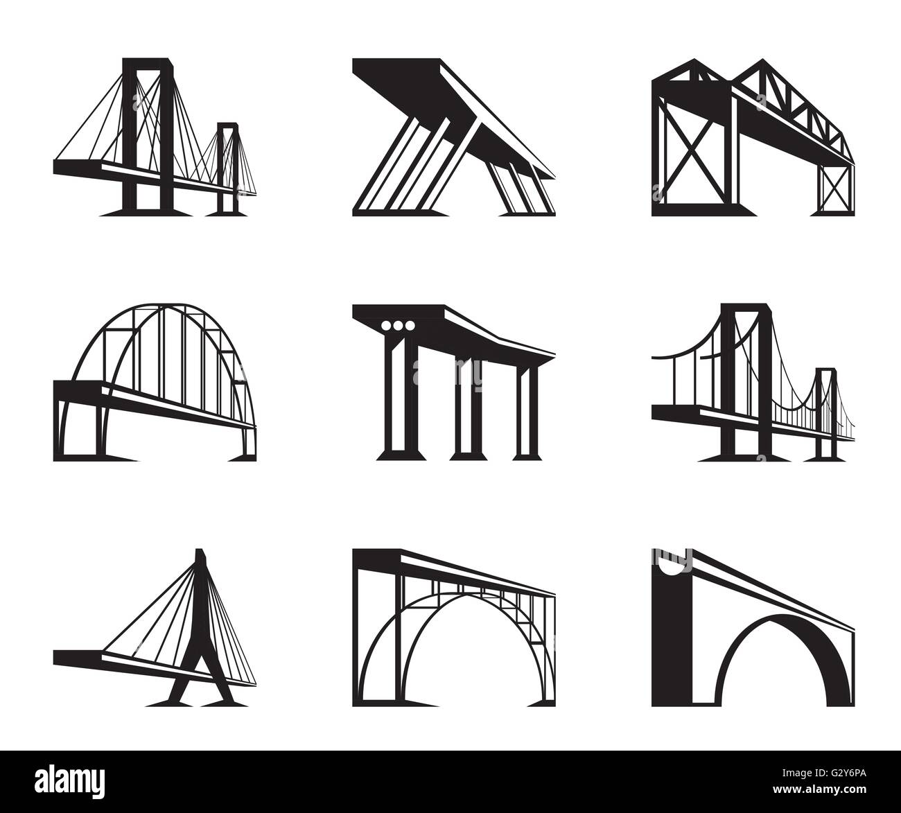 Different bridges in perspective - vector illustration Stock Vector ...