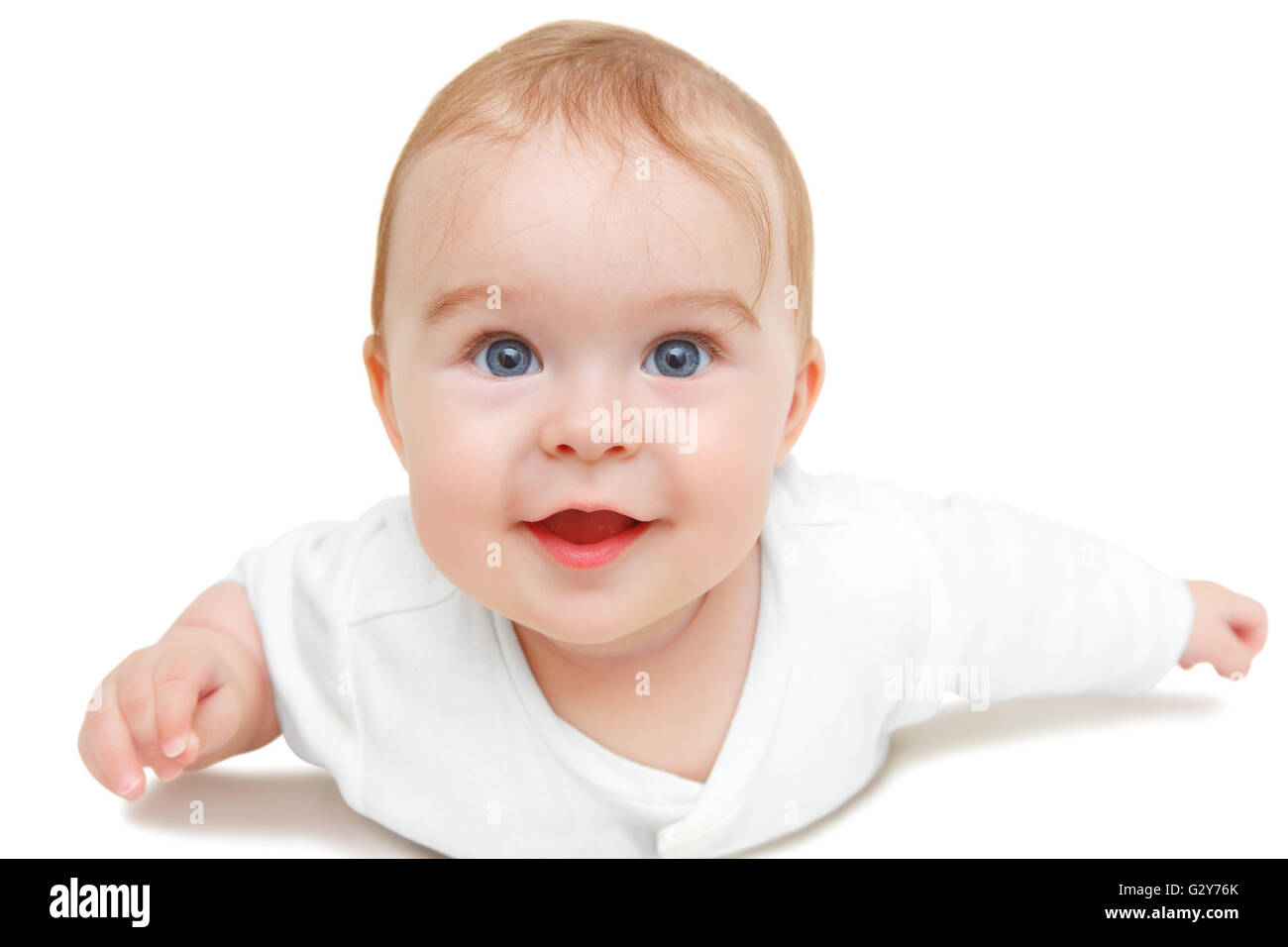 Crawling baby on white background Stock Photo - Alamy