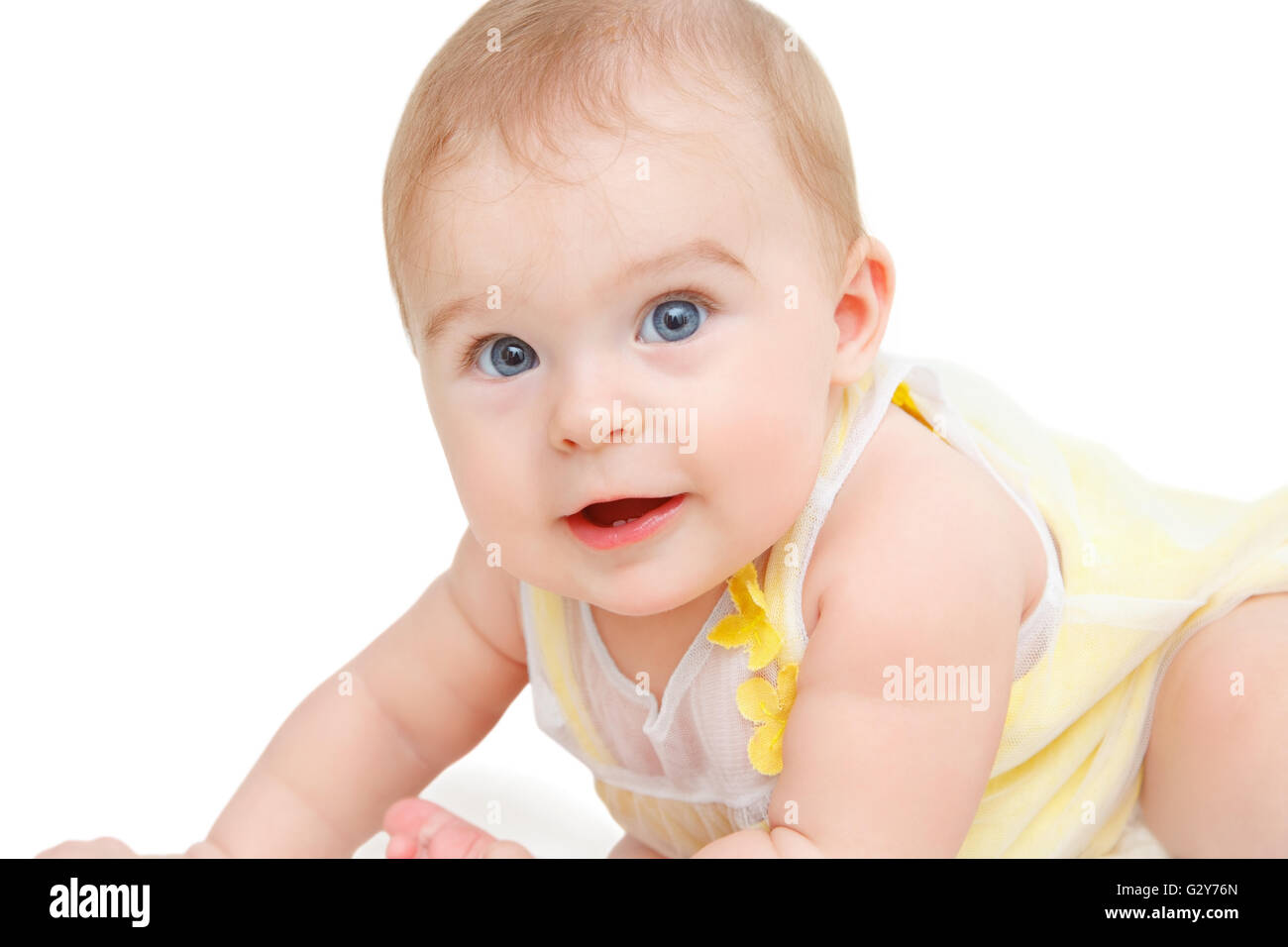 Crawling baby on white background Stock Photo - Alamy