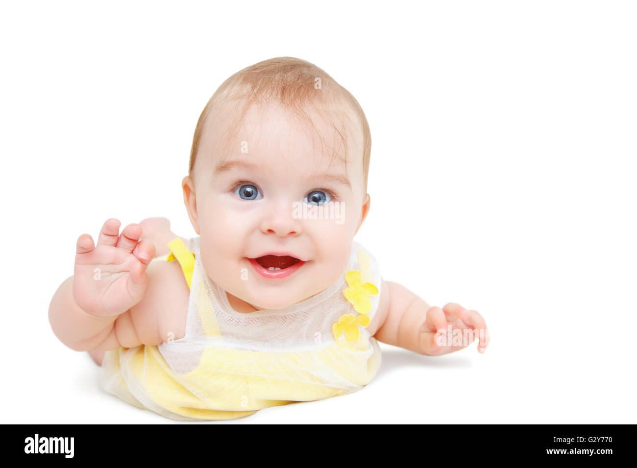 Crawling baby on white background Stock Photo - Alamy