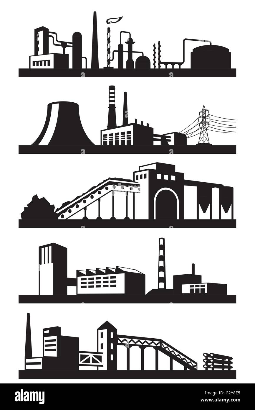 Industrial plants in perspective - vector illustration Stock Vector ...