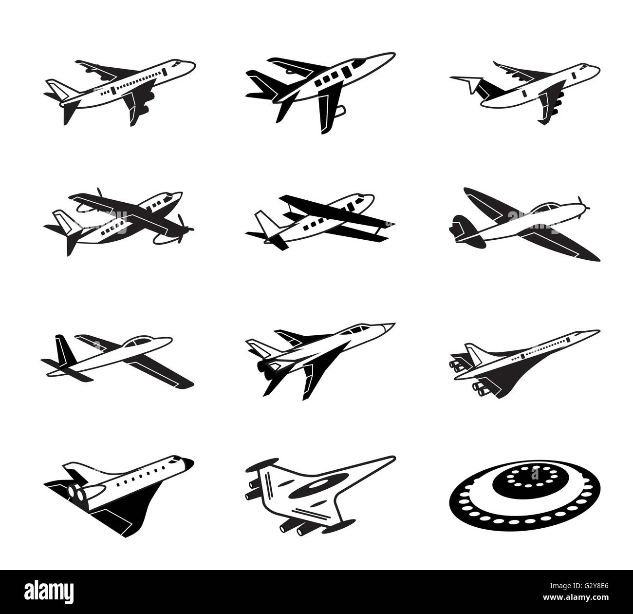 Various airplanes in flight - vector illustration Stock Vector Image ...
