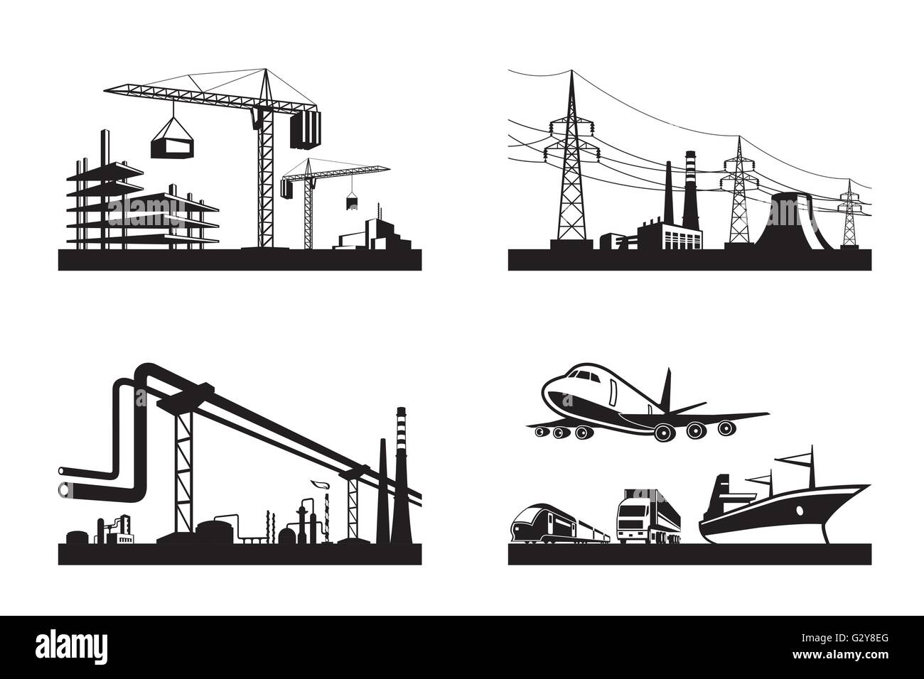 Different types of industries - vector illustration Stock Vector Image ...