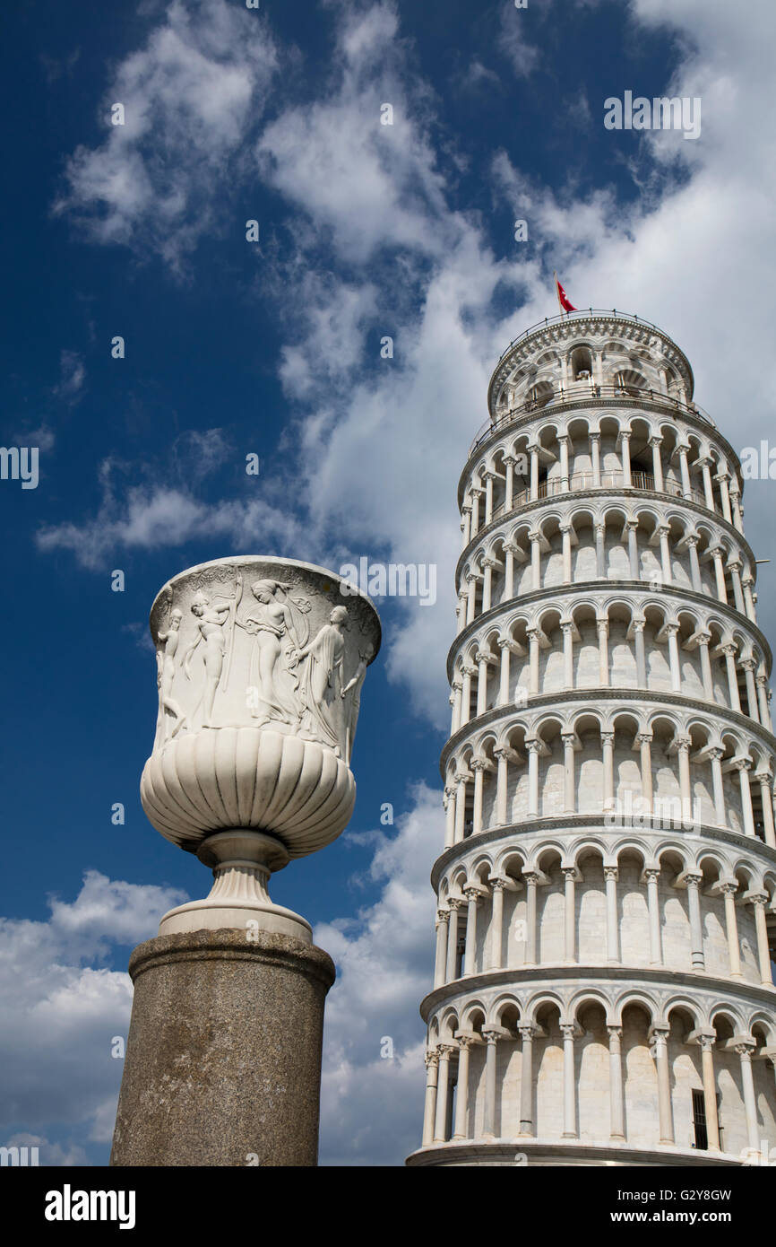 A view of the medieval belltower of Pisa Cathedral, commonly know as ...