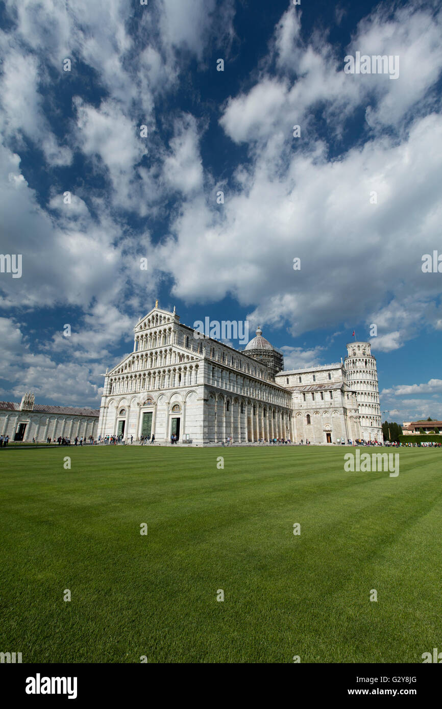 A view of Pisa Cathedral with its medieval belltower, commonly know as ...