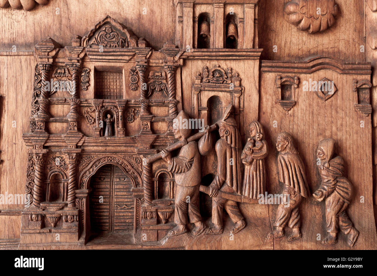 Copacabana, Religious Carvings Stock Photo - Alamy