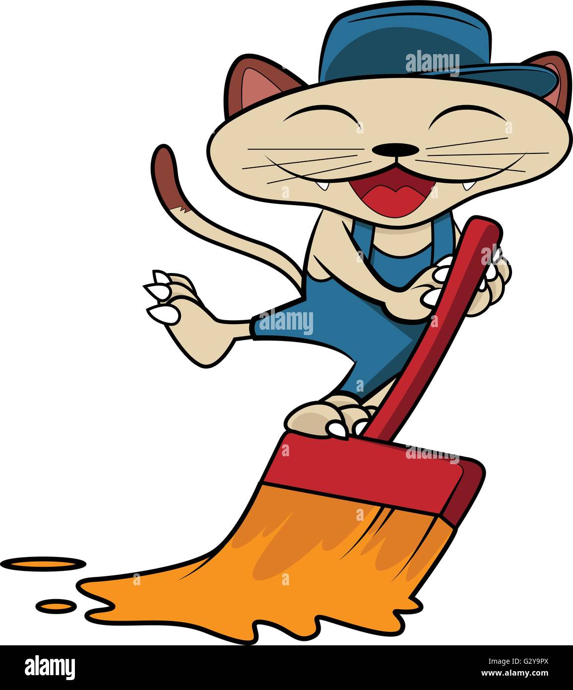 Cat with paint brush Stock Vector Images - Alamy