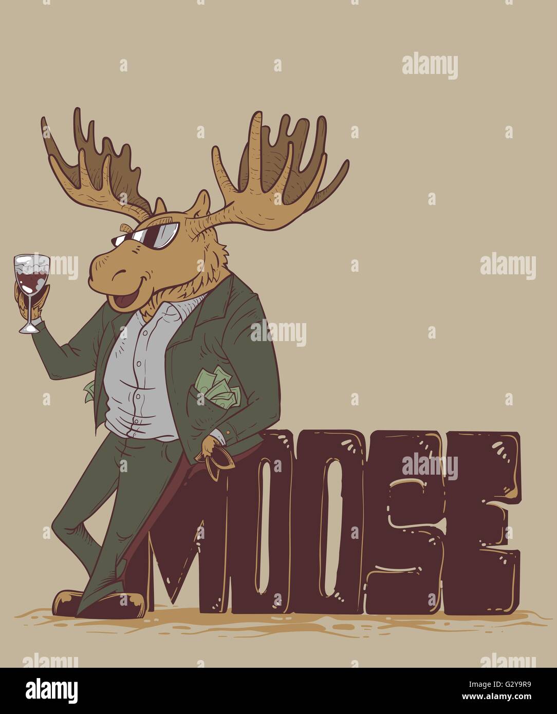 Hand drawn cartoon moose Stock Vector Image & Art - Alamy