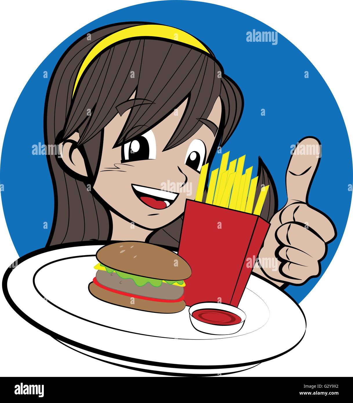 Girl with fast food Stock Vector Image & Art - Alamy