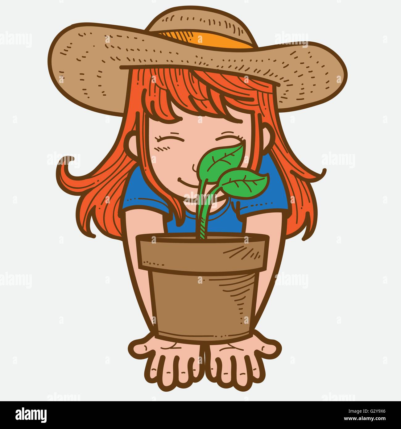 Girl with plant Stock Vector Image & Art - Alamy