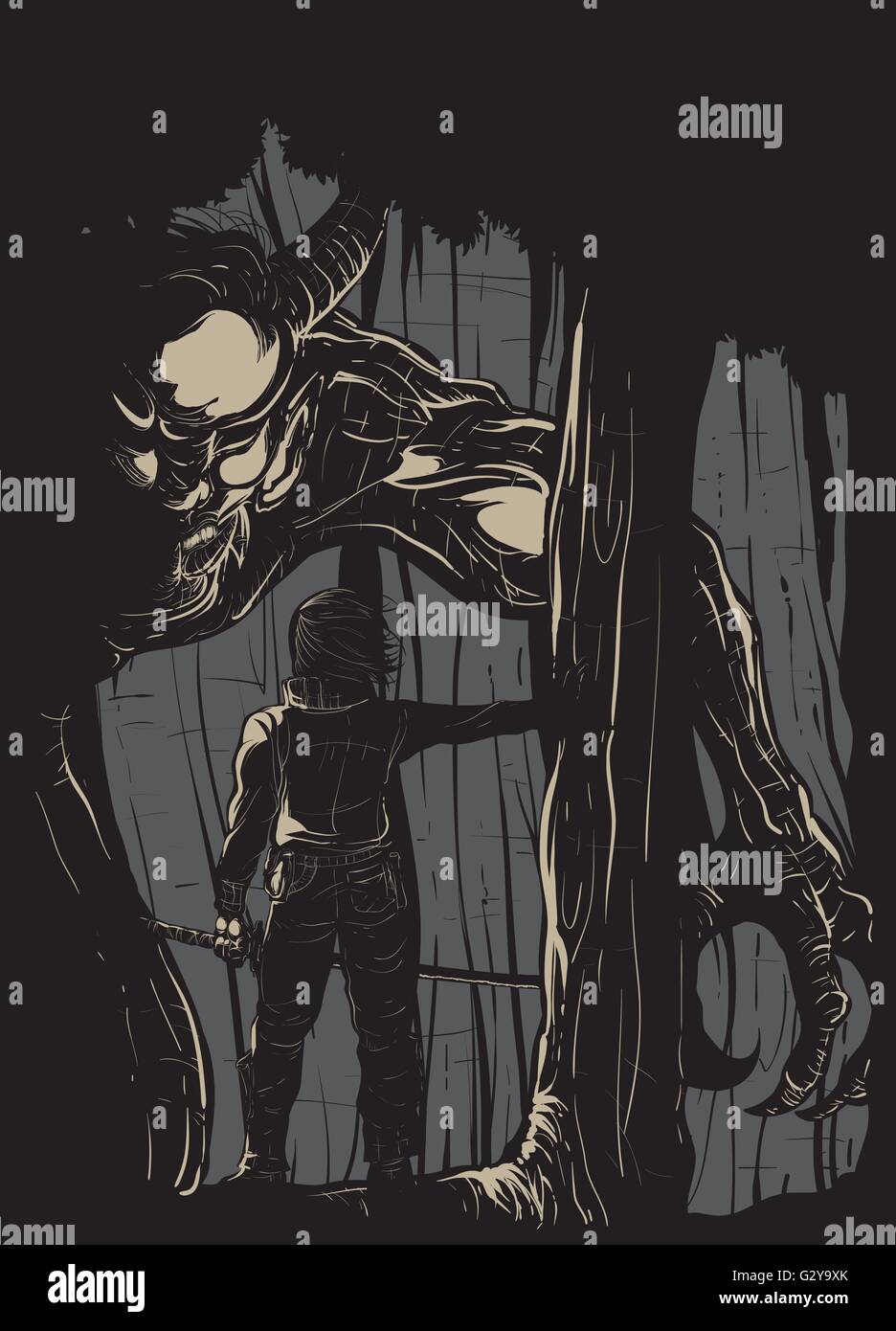 Man fighting monster Stock Vector Image & Art - Alamy