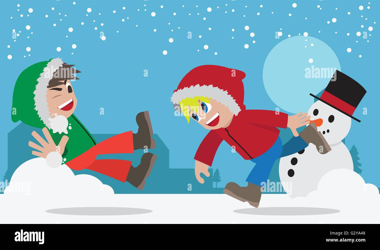 Snowball fight Stock Vector Images - Alamy