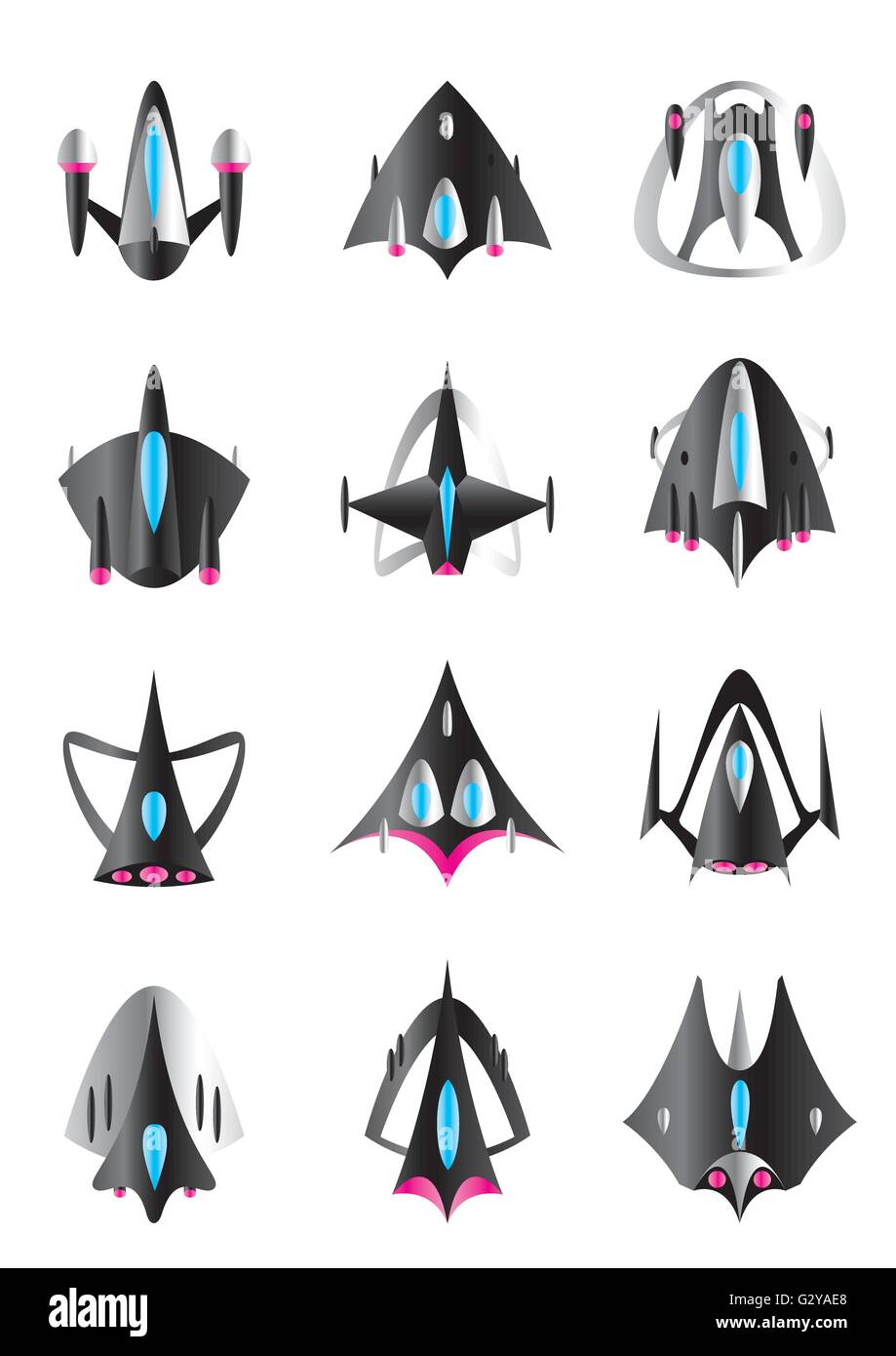 Different spaceships in flight - vector illustration Stock Vector Image ...