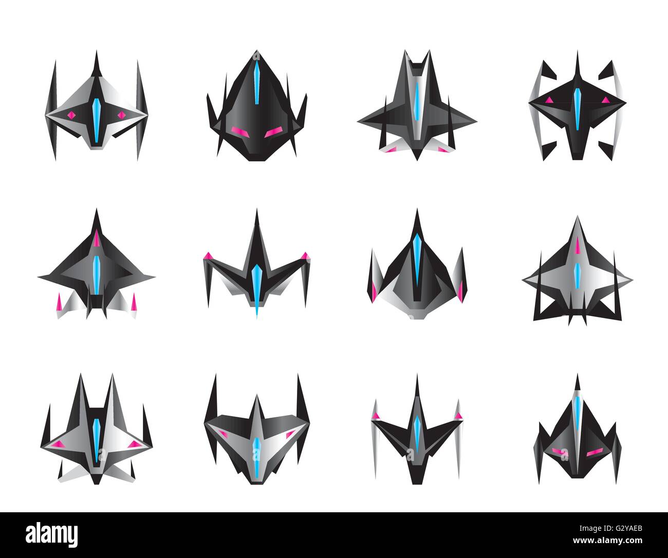 Various spaceships in flight - vector illustration Stock Vector Image ...