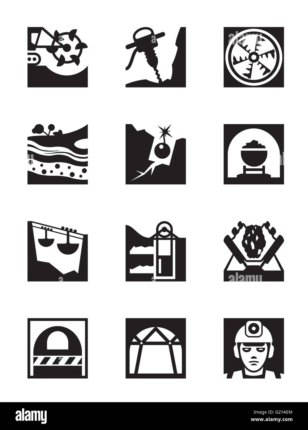 Mining and quarrying industry icon set - vector illustration Stock ...