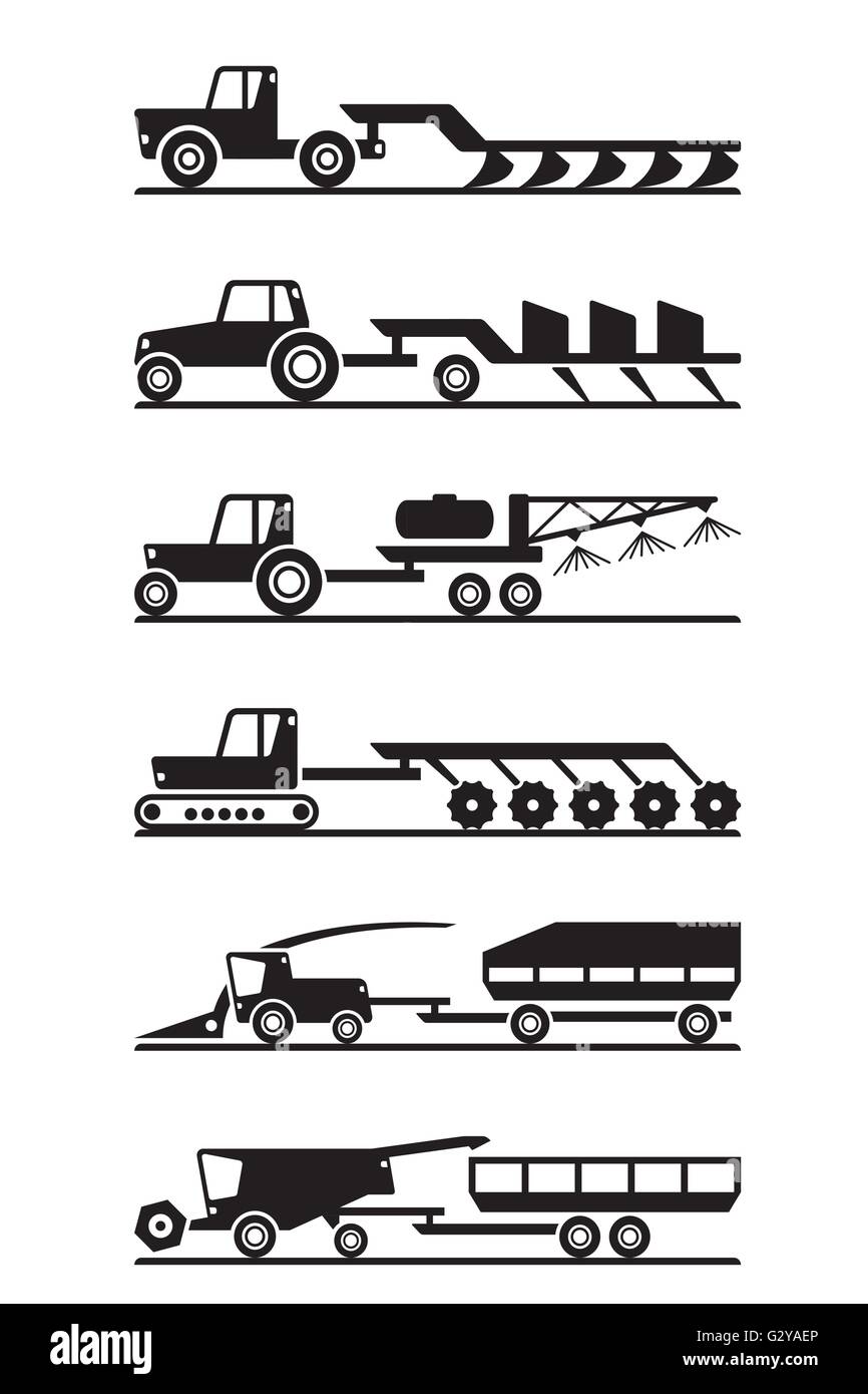 Agricultural machinery icon set - vector illustration Stock Vector ...