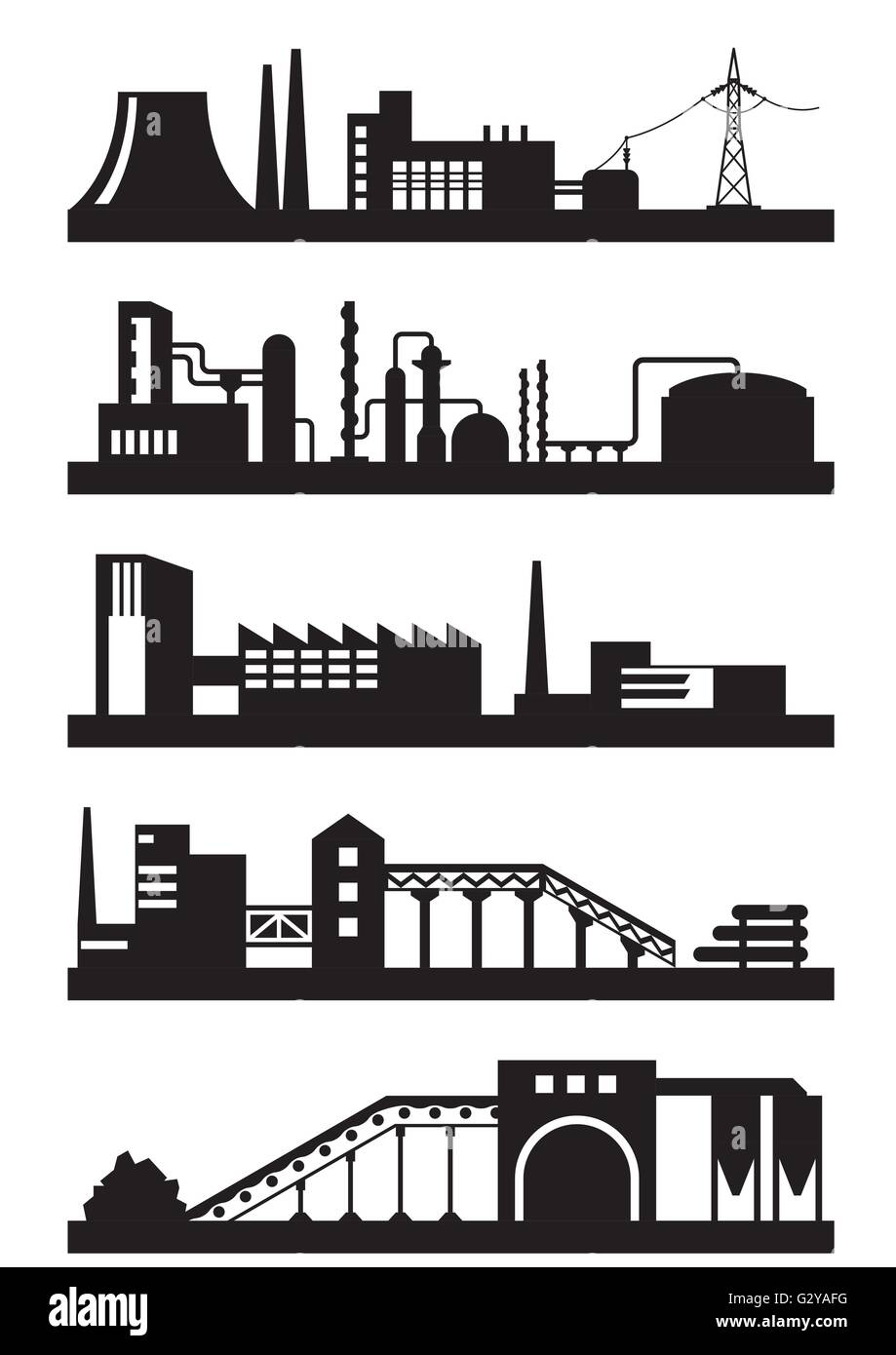 Various industrial plants - vector illustration Stock Vector Image ...