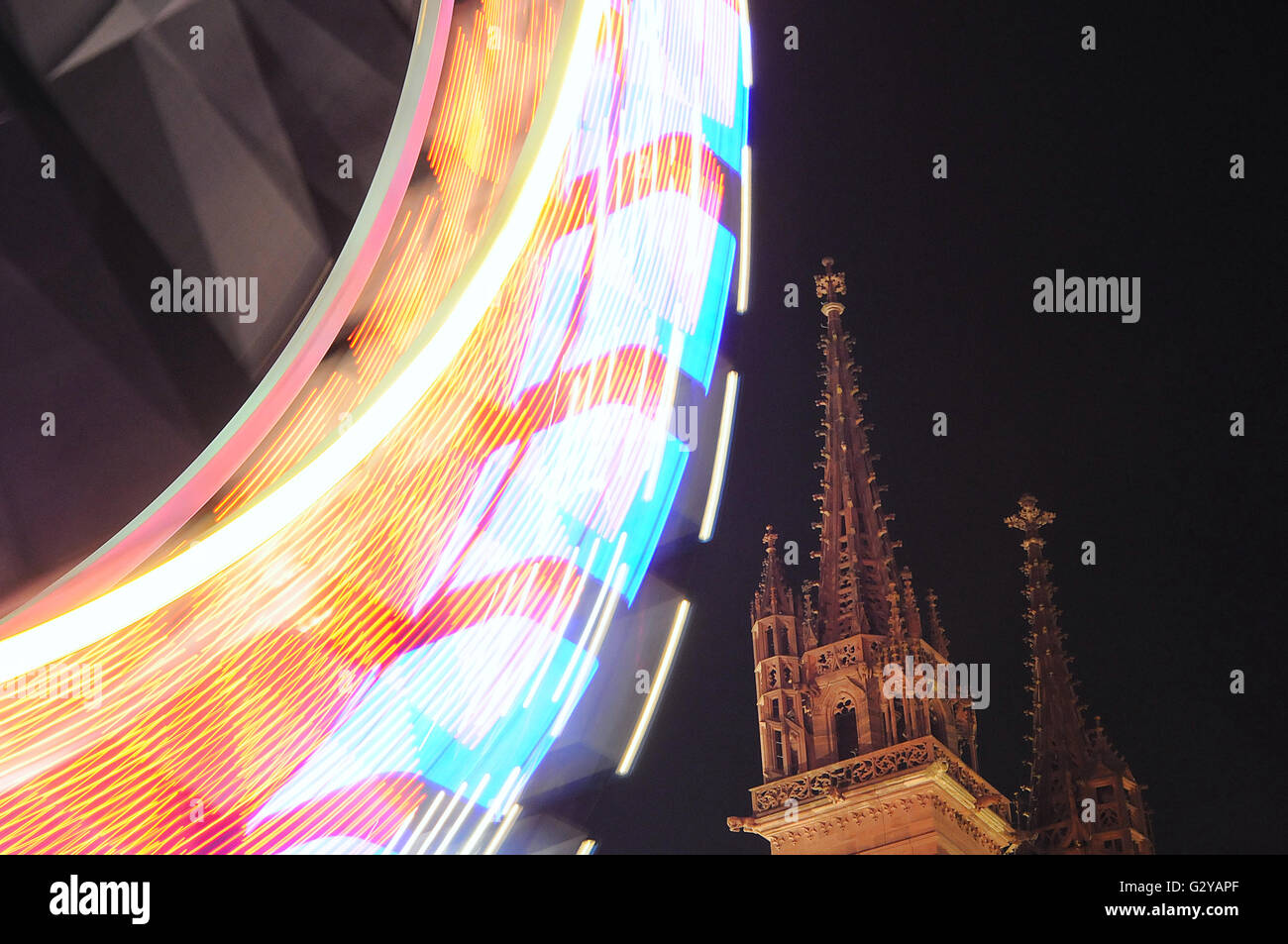 Basel Herbstmesse Ferris Wheel at night Stock Photo - Alamy