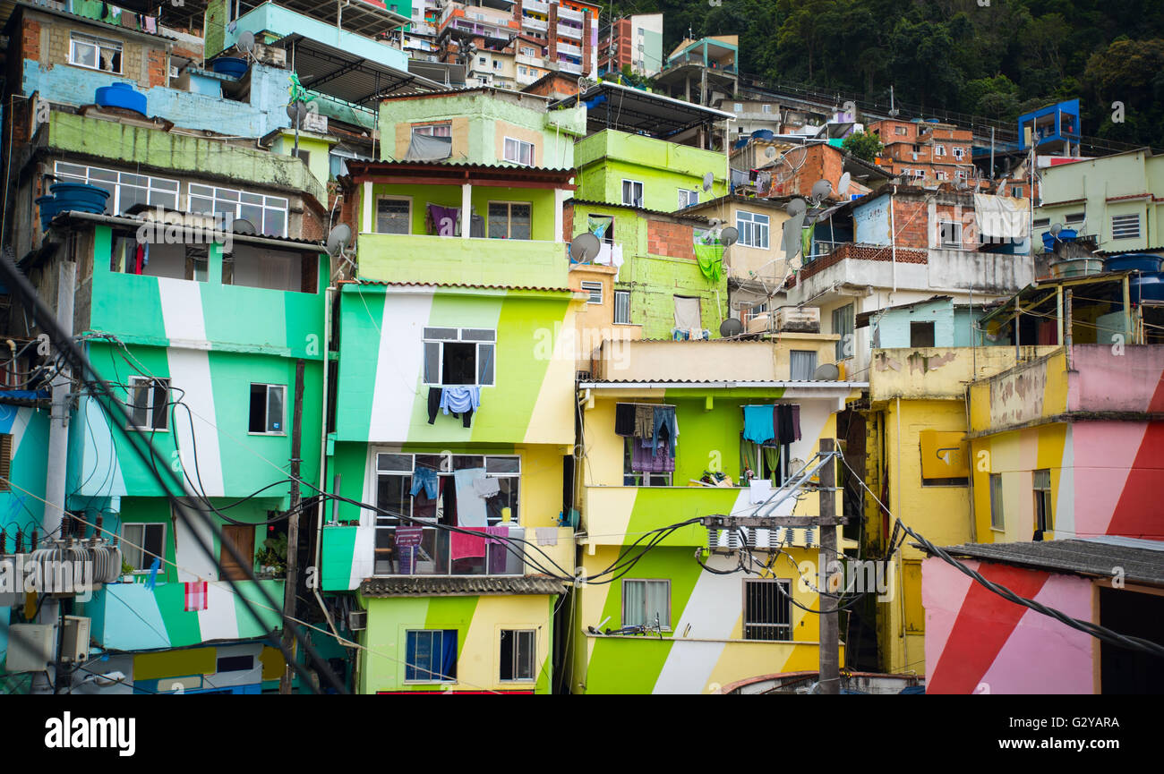 Colorful painted buildings of Favela in Rio de Janeiro Brazil Stock ...