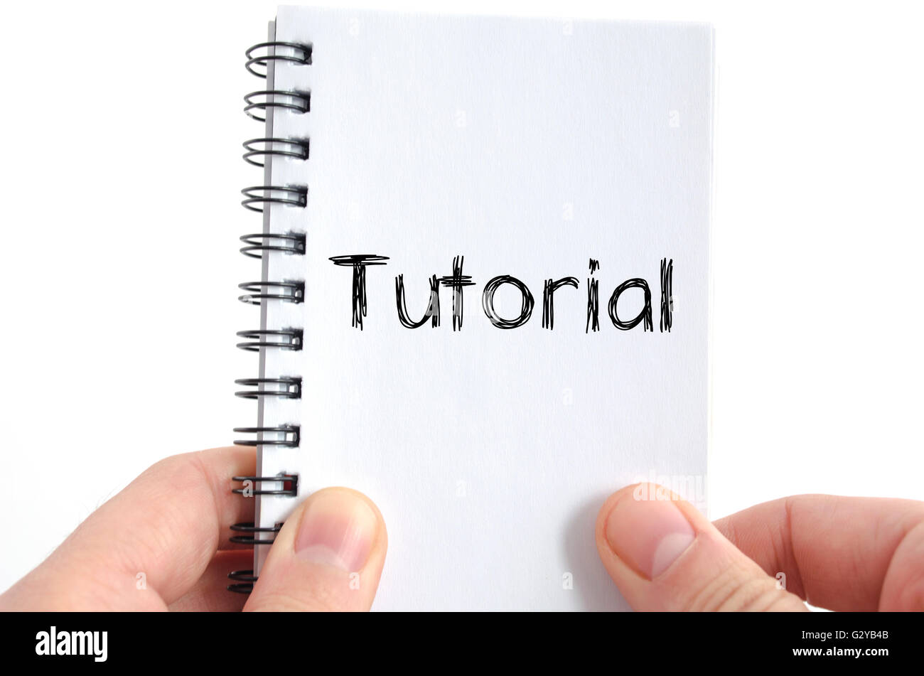Tutorial text concept isolated over white background Stock Photo - Alamy