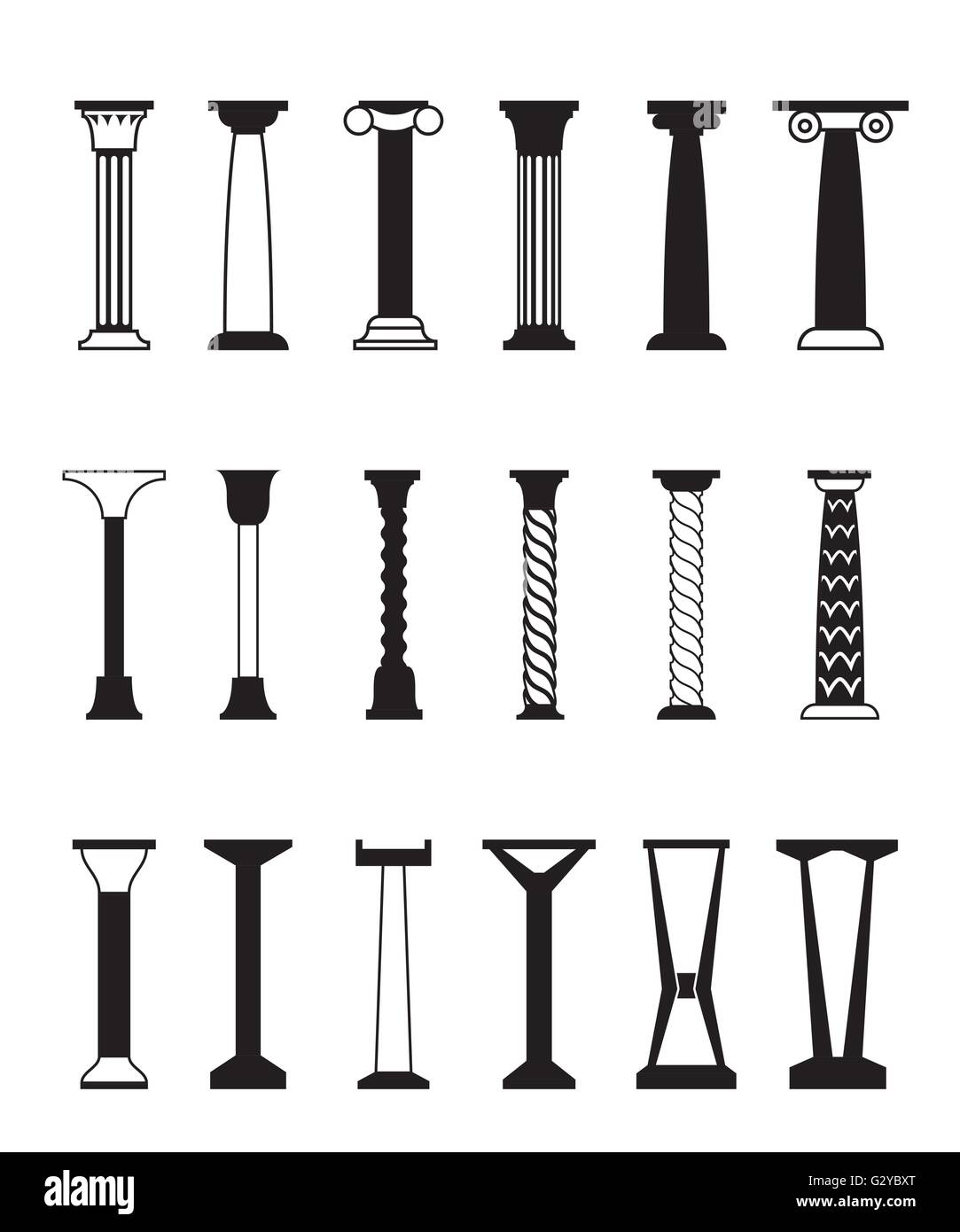Different types of columns - vector illustration Stock Vector Image ...
