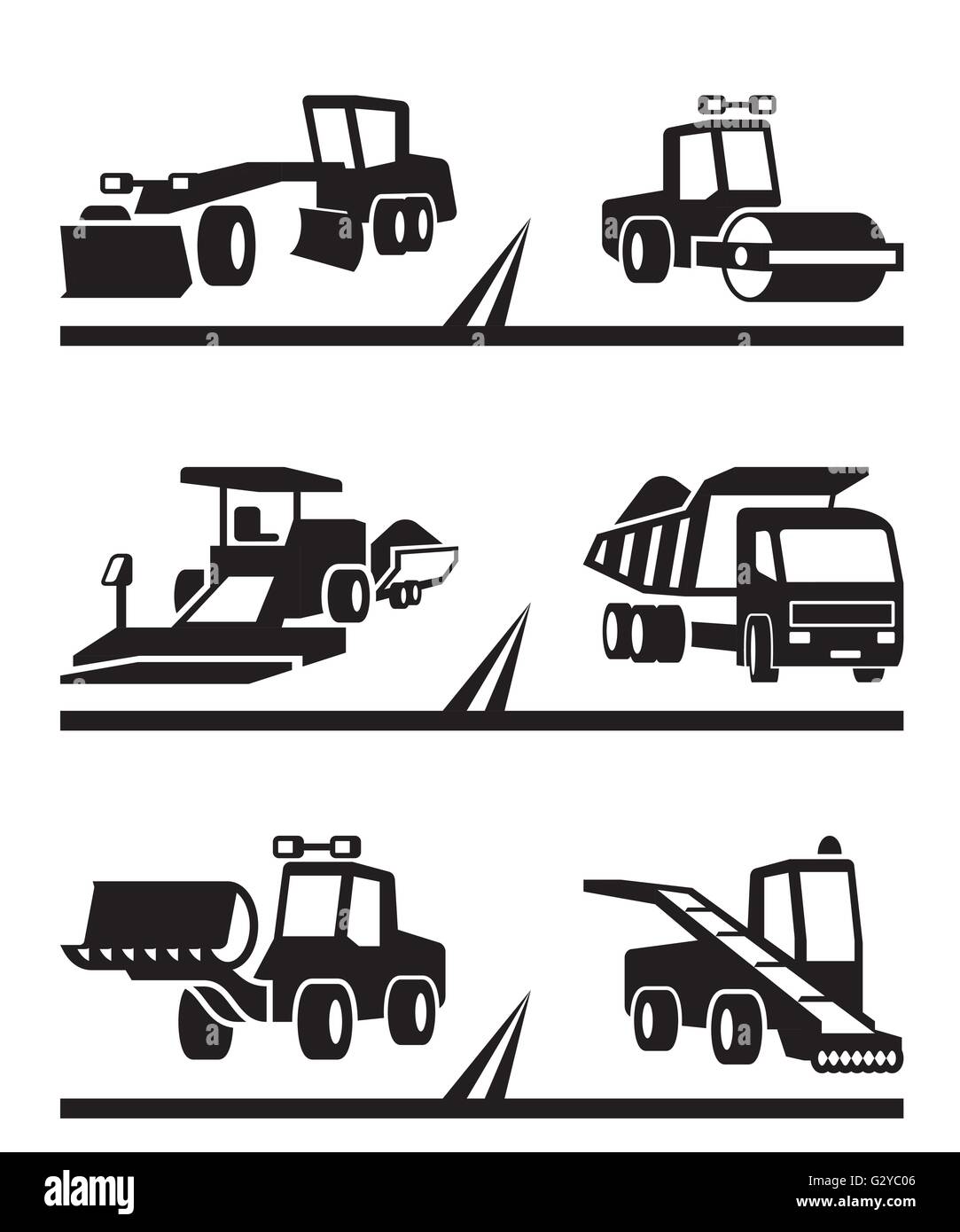 Road construction machinery - vector illustration Stock Vector Image ...