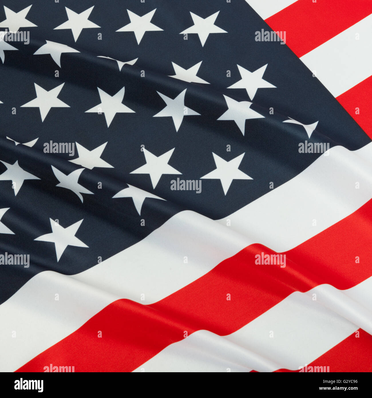 Close up studio shots of neat flags blowing in the wind. Part of ...