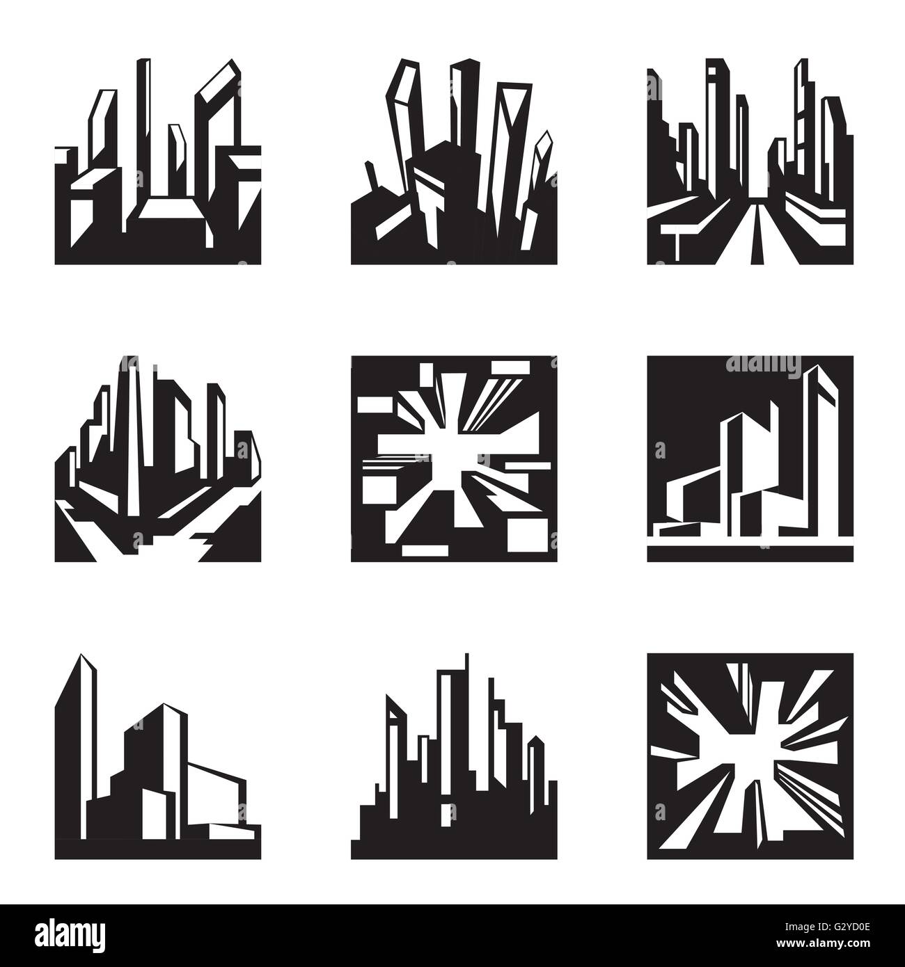 Various buildings in perspective - vector illustration Stock Vector ...