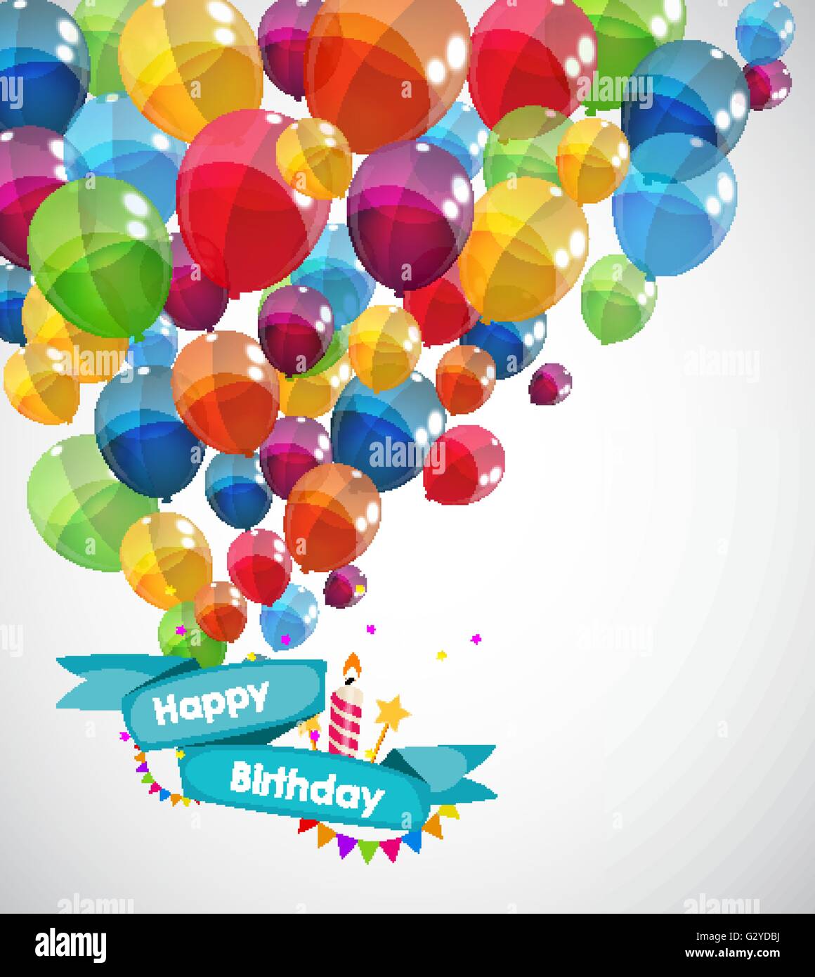 Happy Birthday Card Template with Balloons Vector Illustration Stock ...