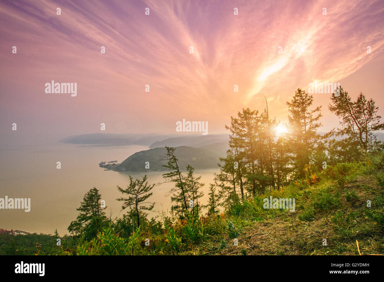 Lake Baikal, Siberia, Russia. Scenery sunset surrealistic landscape ...