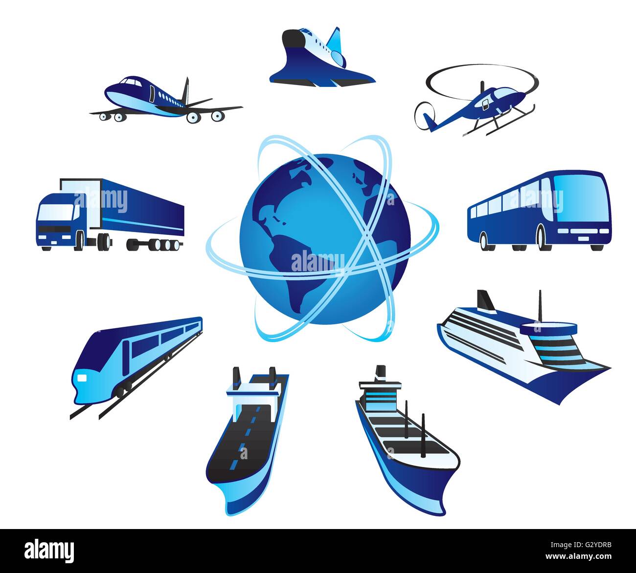 Passenger and cargo transportations around the world - vector ...
