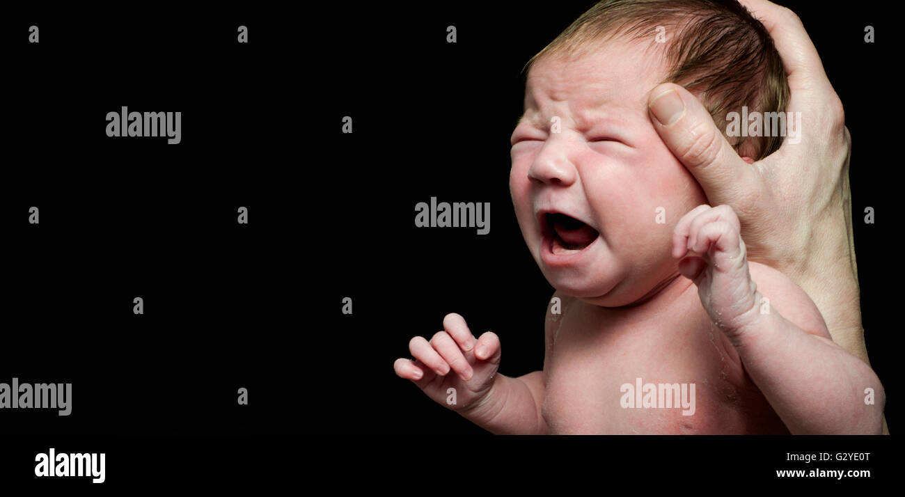 New born baby crying Stock Photo - Alamy