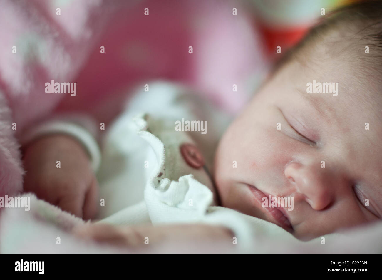 Newborn baby girl fast asleep Stock Photo - Alamy