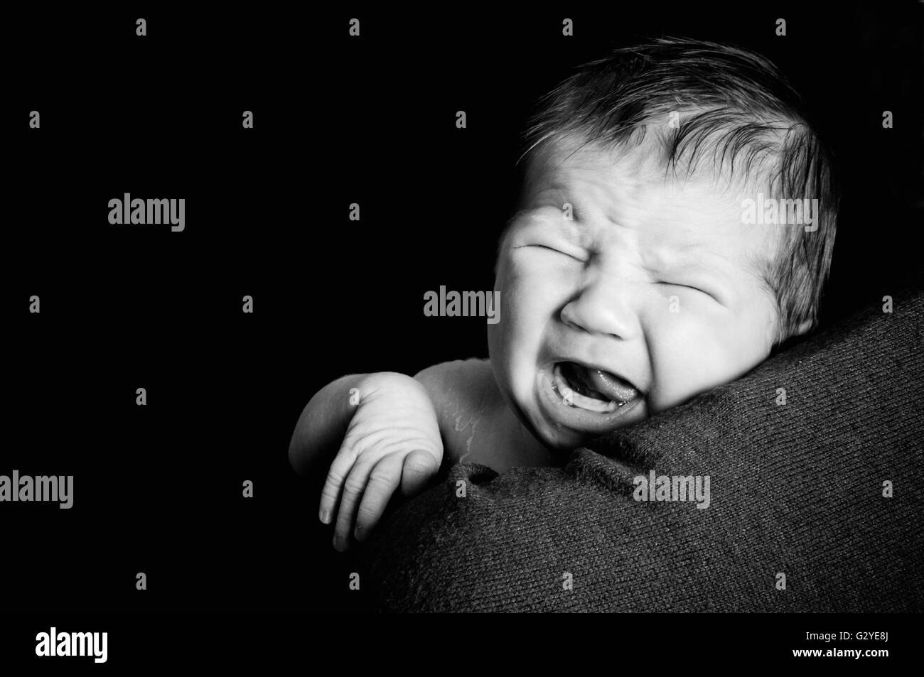Baby Crying Black and White Stock Photos & Images - Alamy