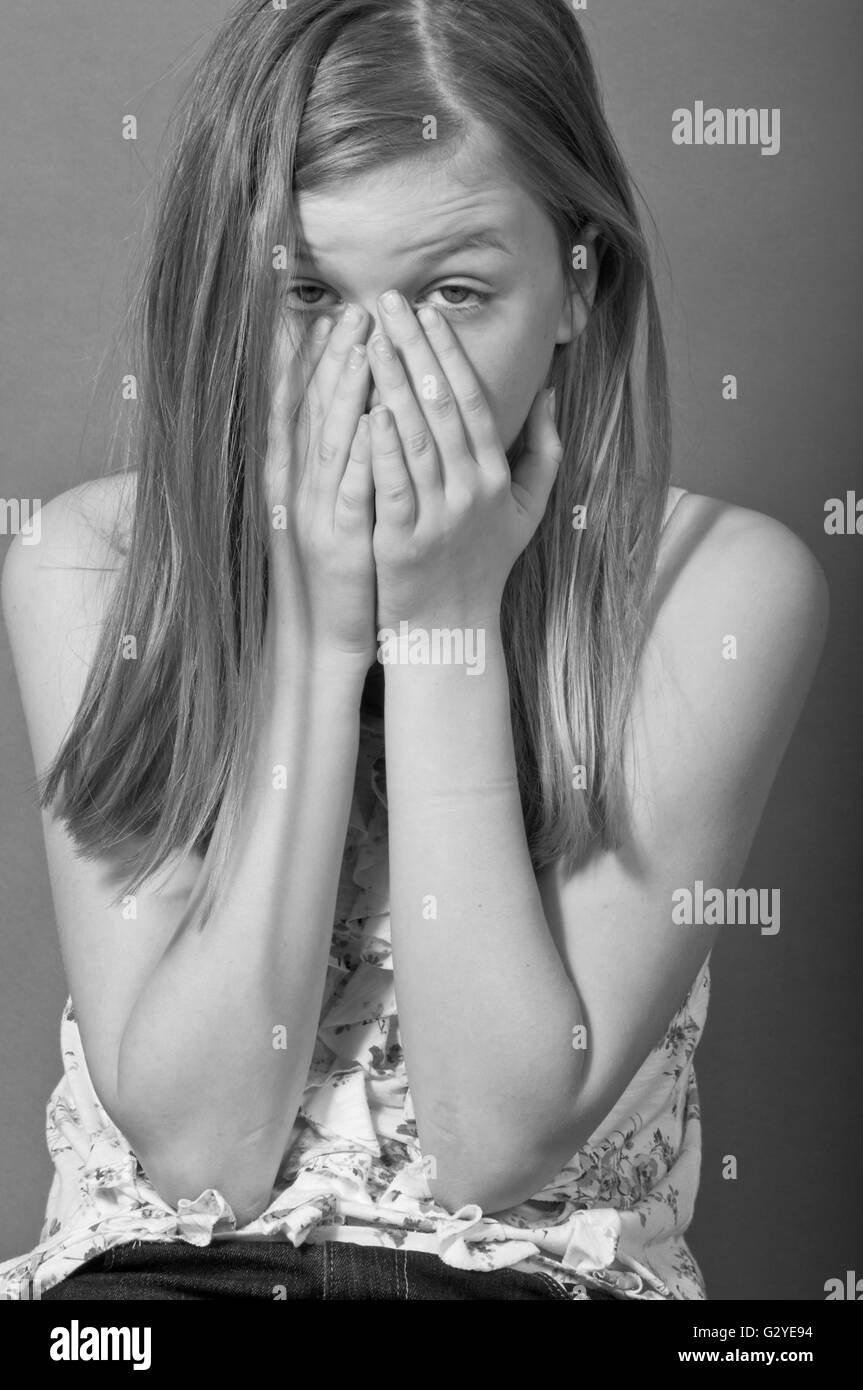 Scared frightened girl child Black and White Stock Photos & Images - Alamy