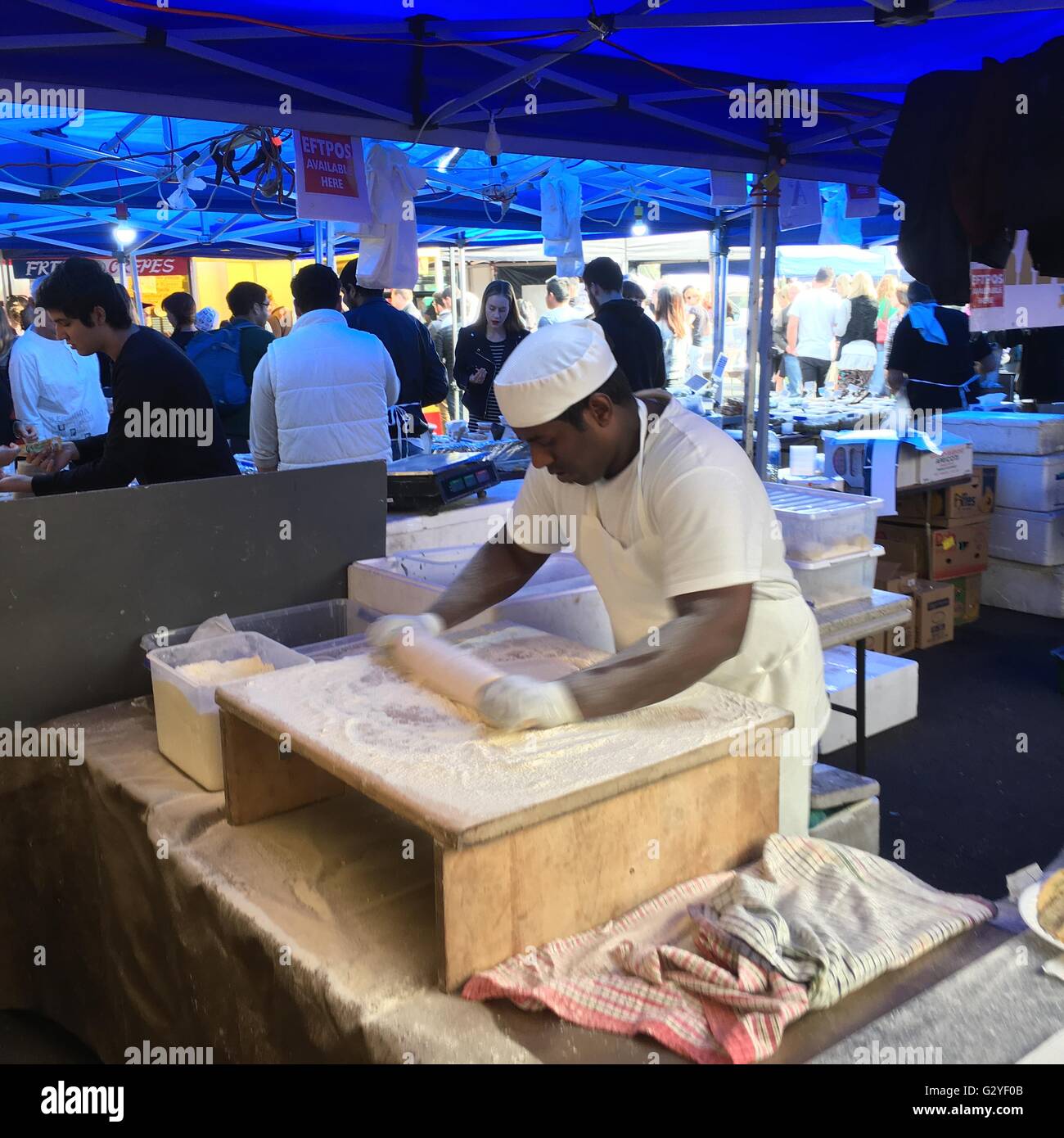 AUCKLAND,JUNE 4: Turkish cook preparing gozleme, a traditional savory ...