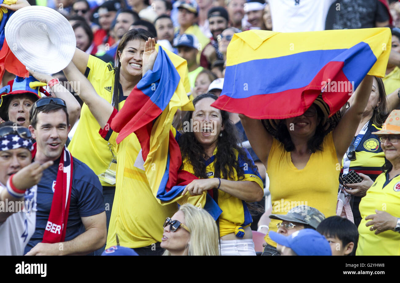 Los Angeles, California, USA. 3rd June, 2016. Colombia fans in in the ...