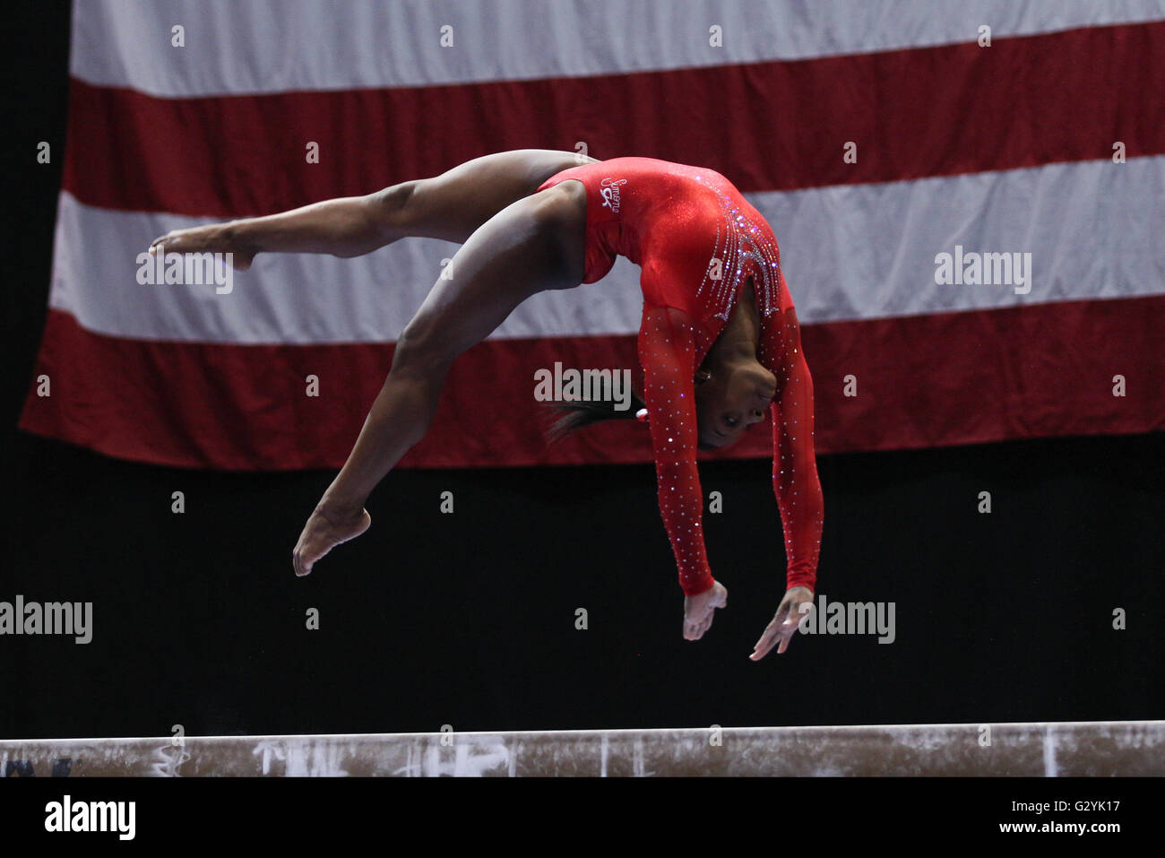 The Uneven Bars. 4th June, 2016. Gymnast Simone Biles (World Champions ...