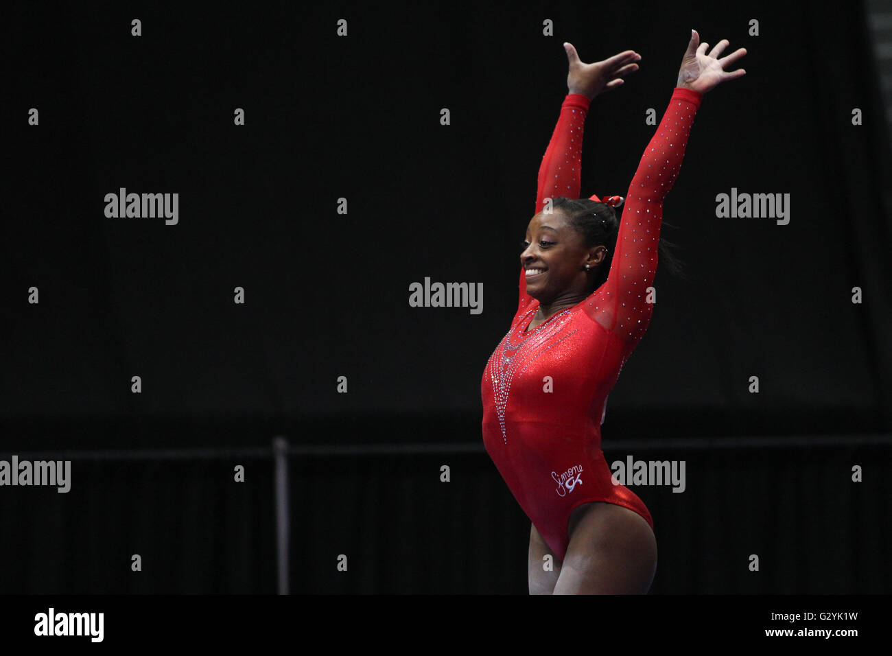 The Uneven Bars. 4th June, 2016. Gymnast Simone Biles (World Champions ...