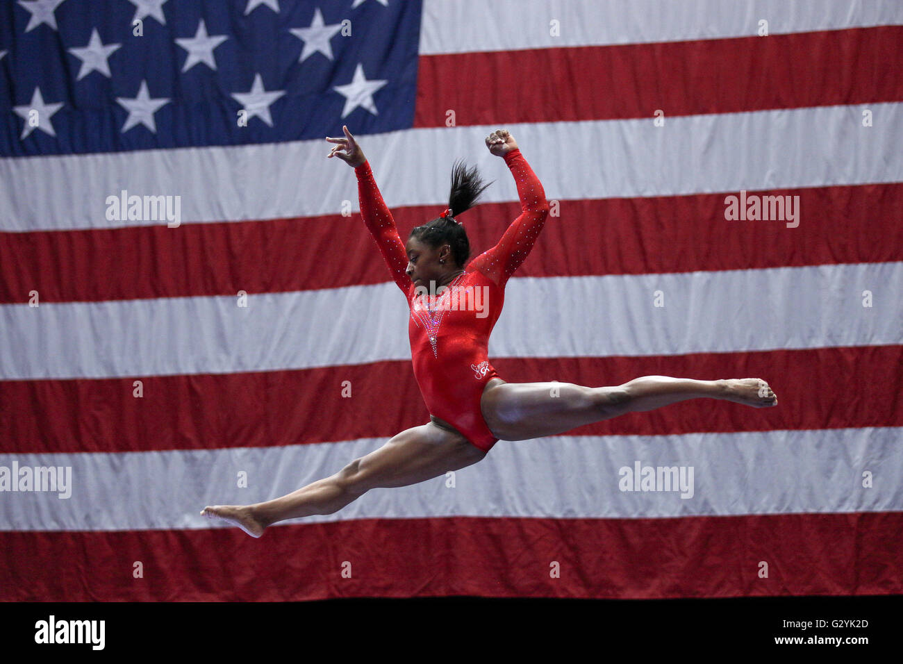 The Uneven Bars. 4th June, 2016. Gymnast Simone Biles (World Champions ...