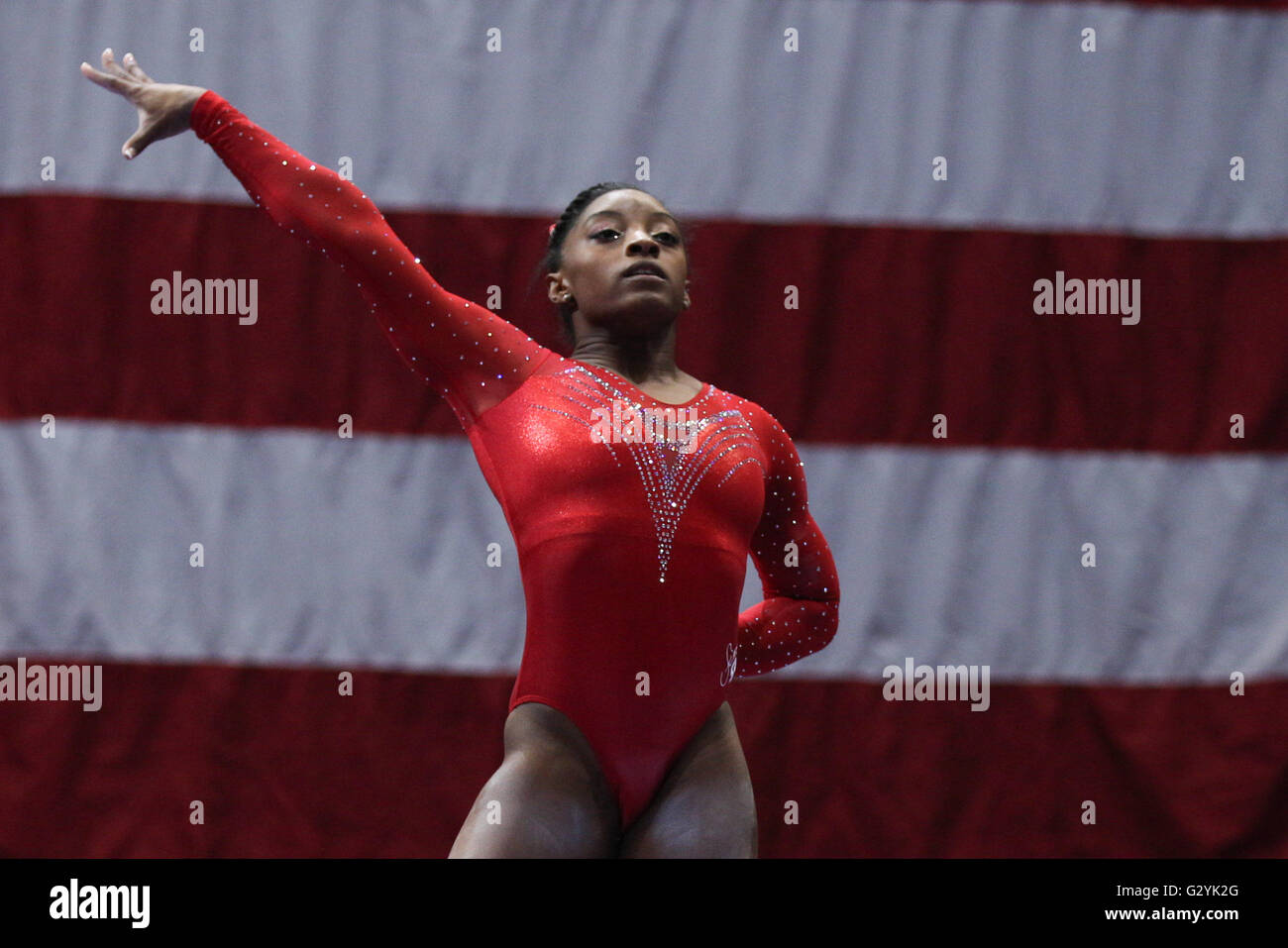The Uneven Bars. 4th June, 2016. Gymnast Simone Biles (World Champions ...